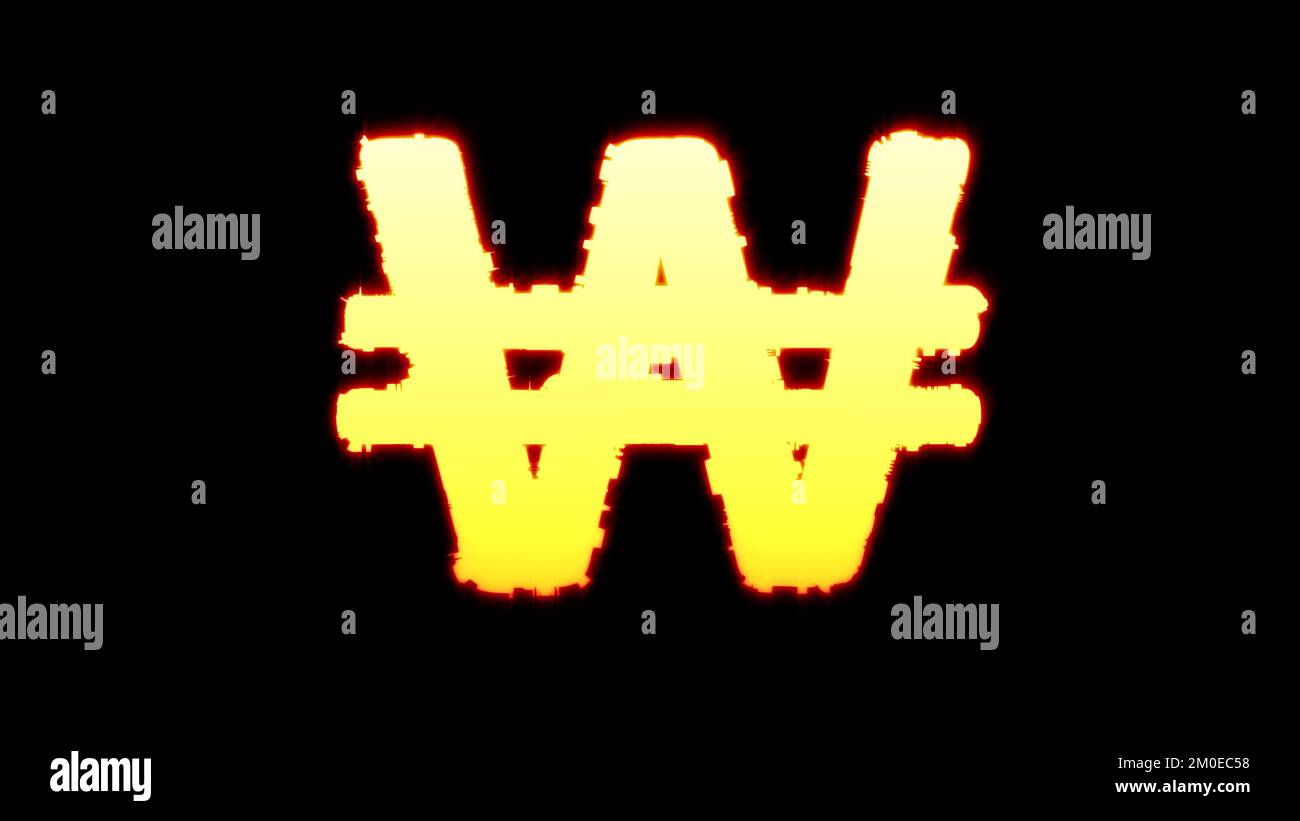 - colorful yellow blazing glitchy font on black, isolated - object 3D ...