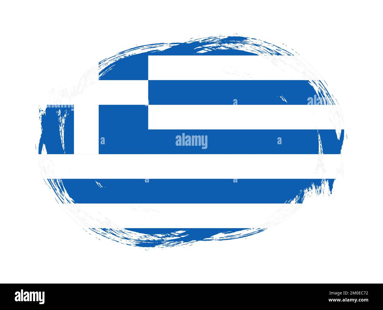 Greece flag in rounded stroke brush background Stock Photo - Alamy