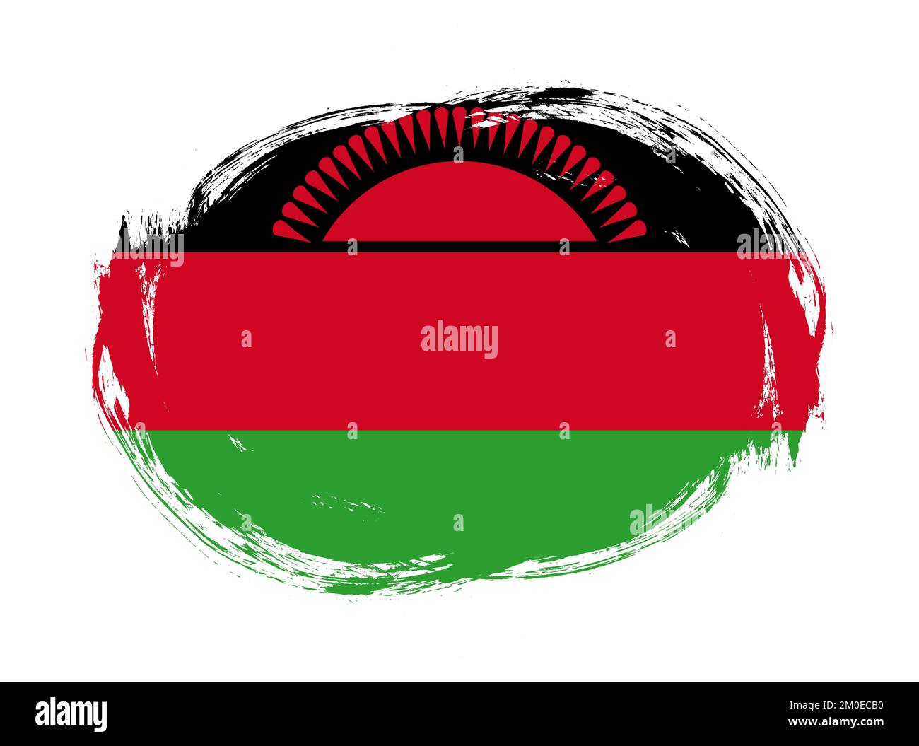 Malawi flag in rounded stroke brush background Stock Photo - Alamy