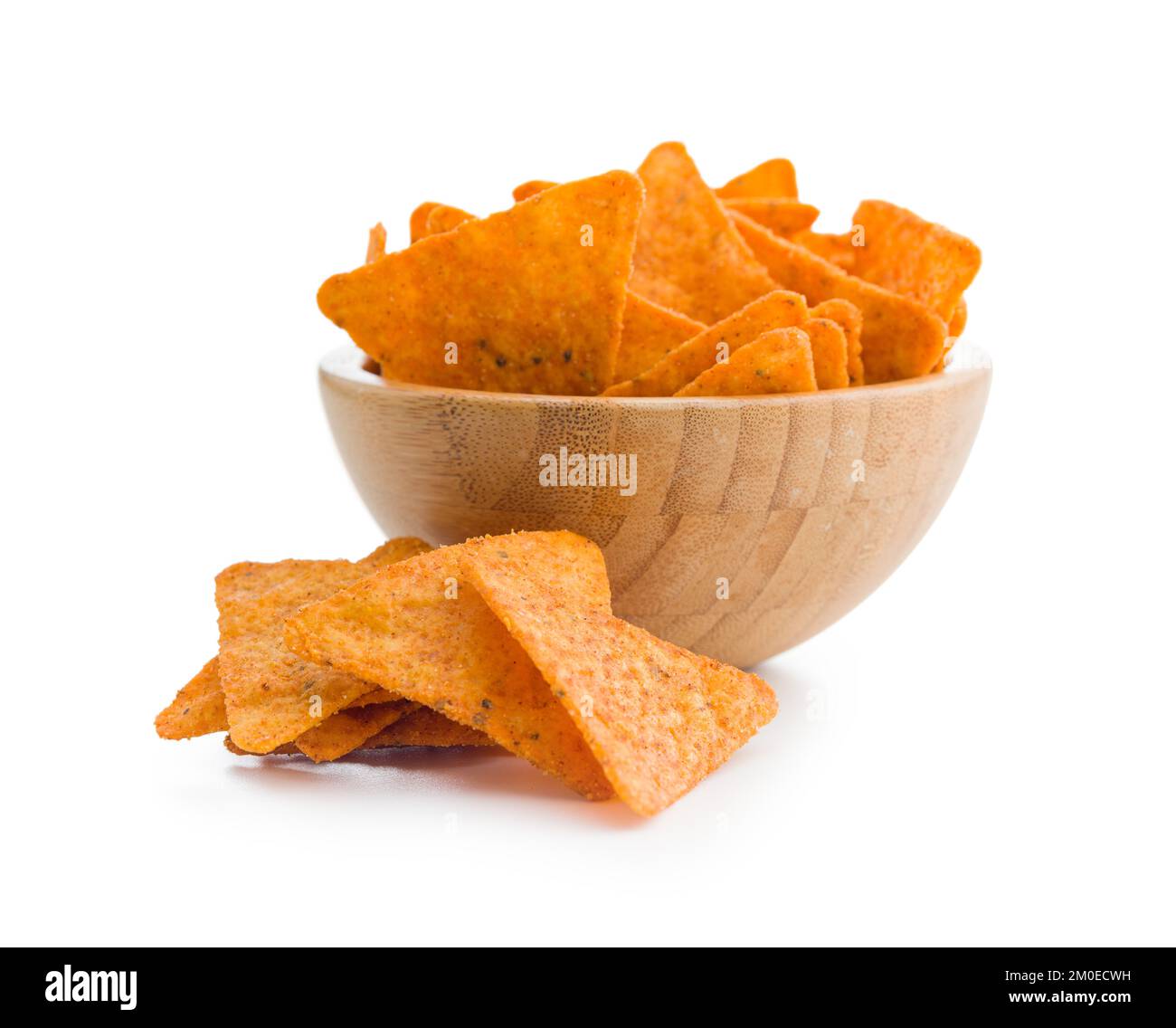 Tortilla chips with the flavor of chili peppers in bowl isolated on the ...