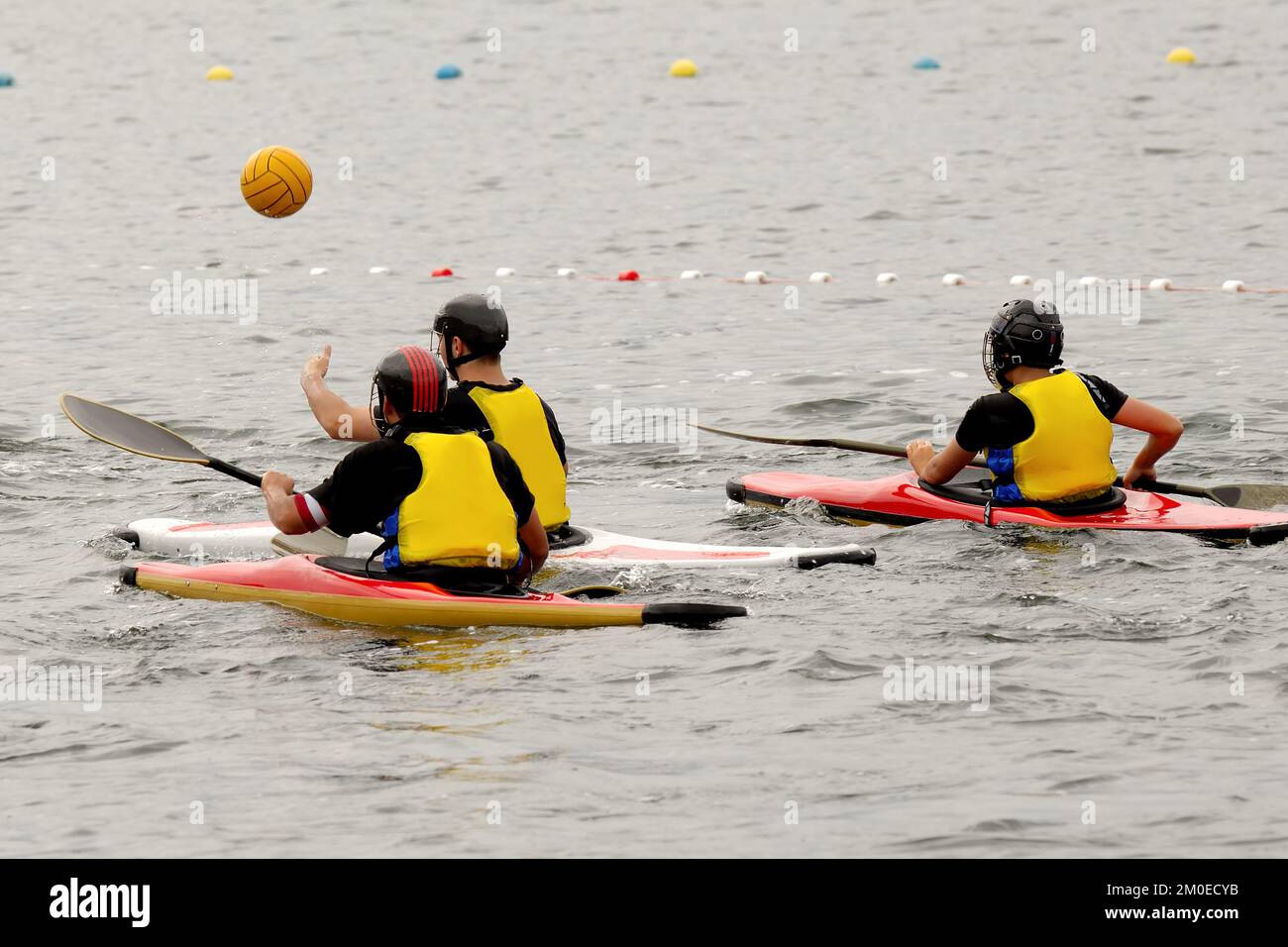 People in kayak playing polo Stock Photo - Alamy