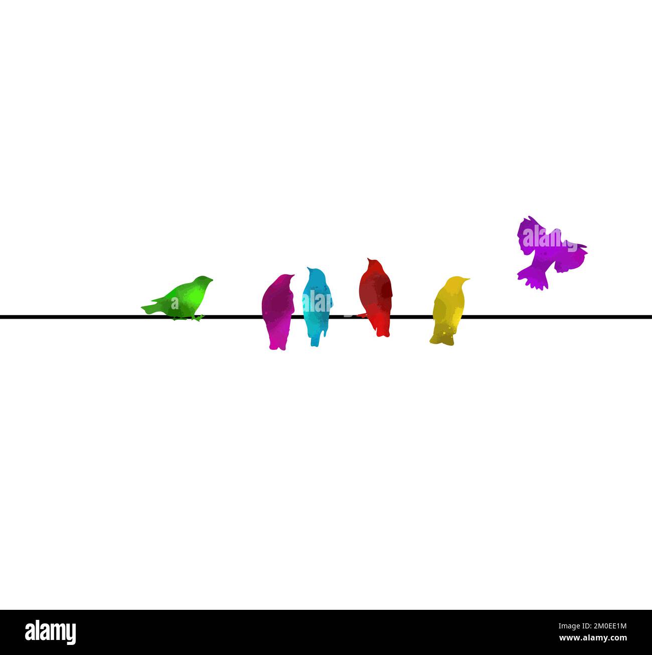 Colored birds on a wire. Vector illustration Stock Vector Image & Art ...