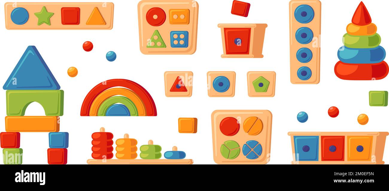 Montessori education logic toys. Children wooden toys for preschool ...