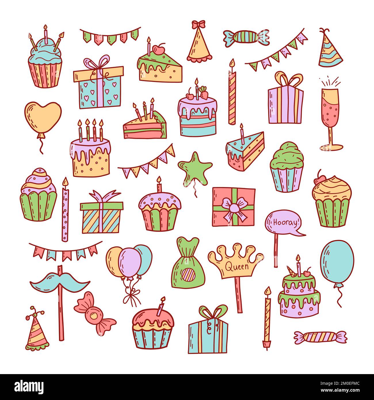 Cartoon birthday party decorations gifts presents hi-res stock ...