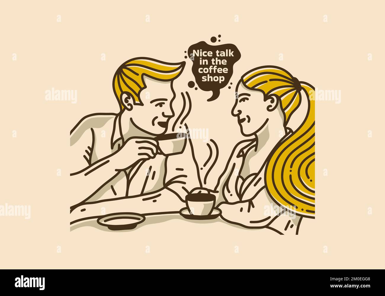 Couple chatting over coffee Stock Vector Images - Alamy