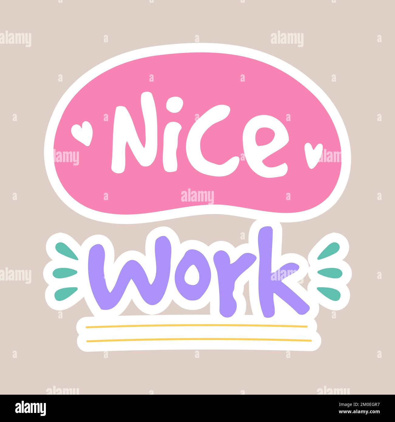 Nice work groovy sticker. Reward sticker for teachers and kids. Hand ...