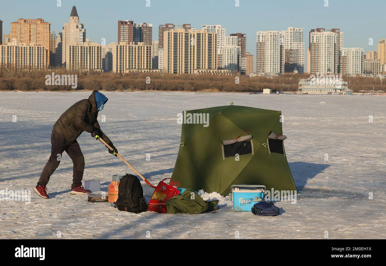 Harbin City, China, 5 December, 2022. Various ice houses for ice ...