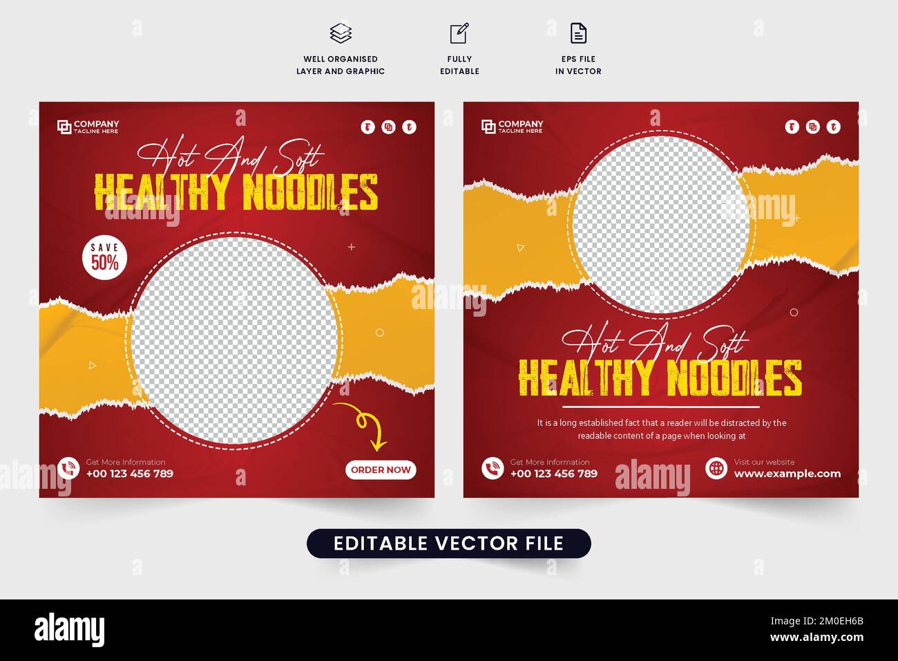 Healthy food restaurant promotion web banner design with abstract ...