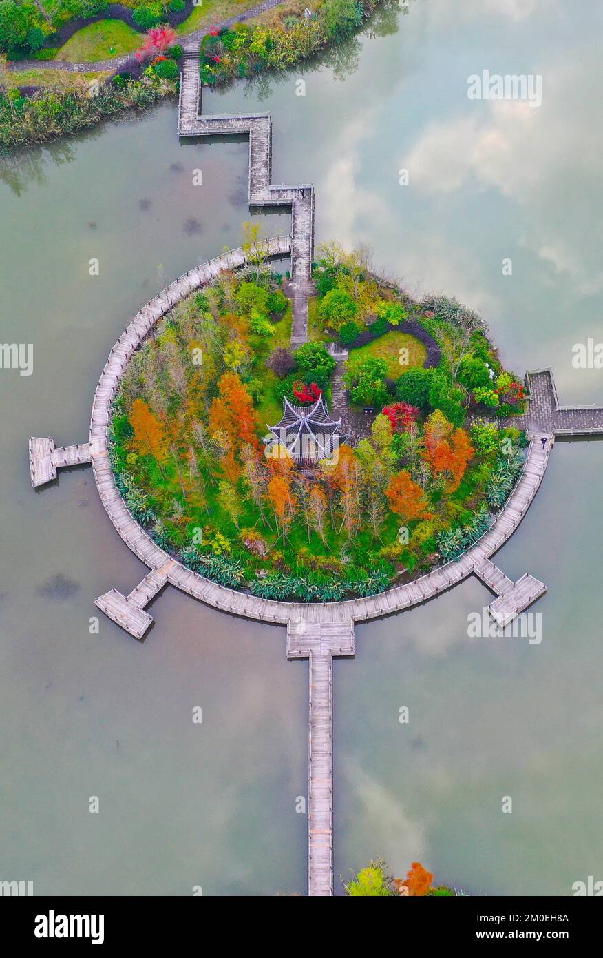 Aerial photo shows the beautiful scenery of Shuanggui Lake National ...