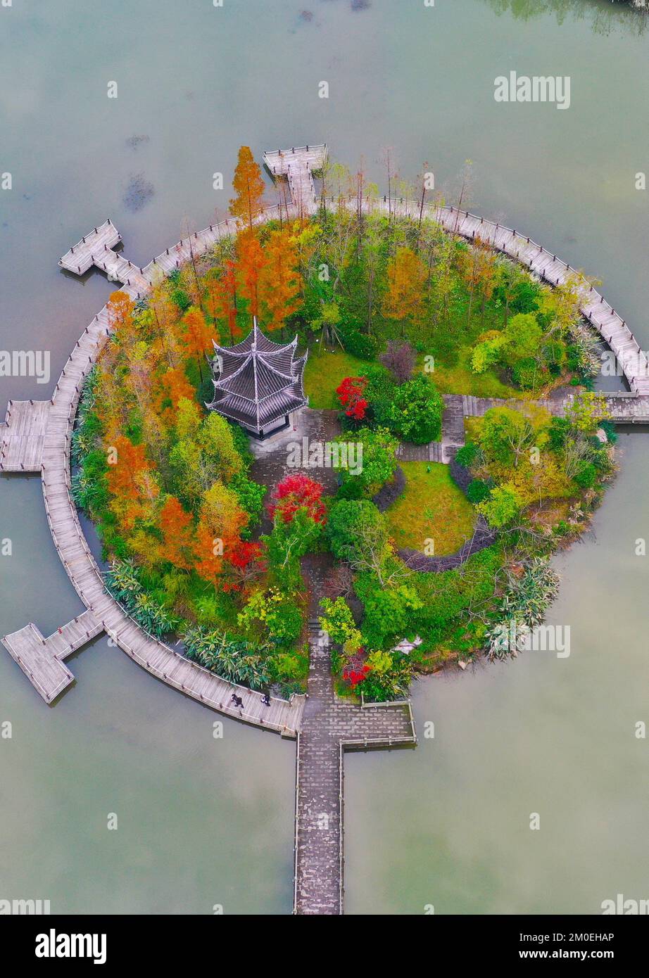 Aerial photo shows the beautiful scenery of Shuanggui Lake National ...