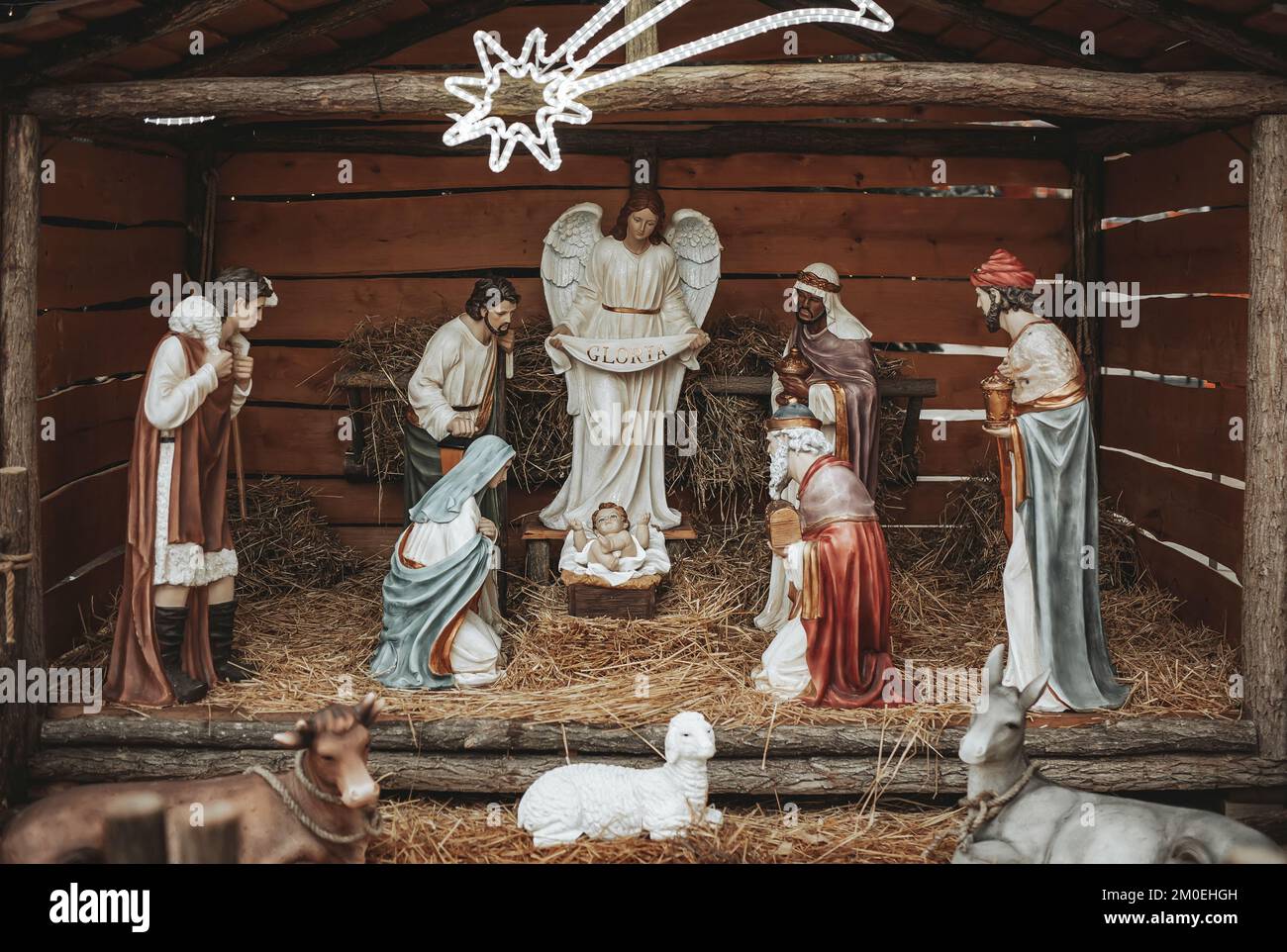 Nativity betlehem scene decoration at christmas Stock Photo - Alamy