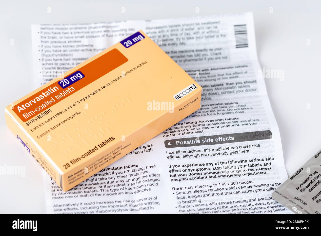 Photograph of a box of Atorvastatin statin medication and information ...