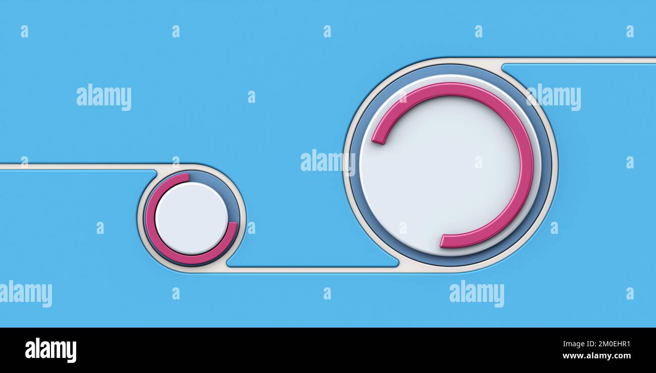 3D embossed white plastic circle shape on blue background. Round shape ...