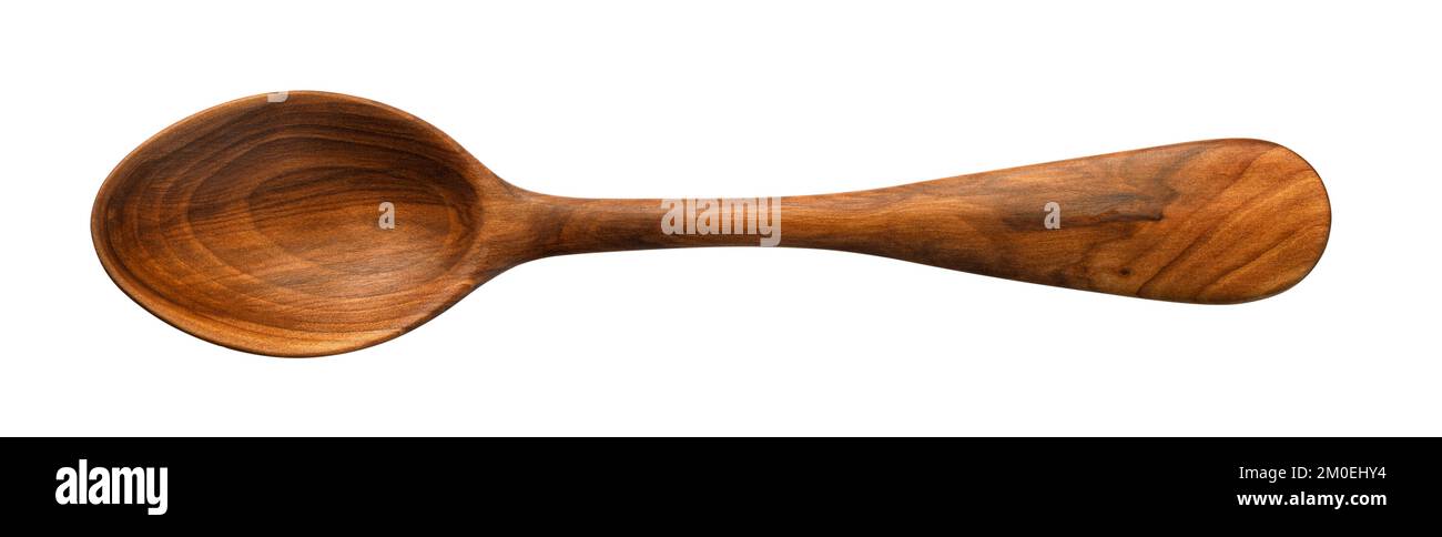 top view of wooden spoon isolated on white background Stock Photo - Alamy