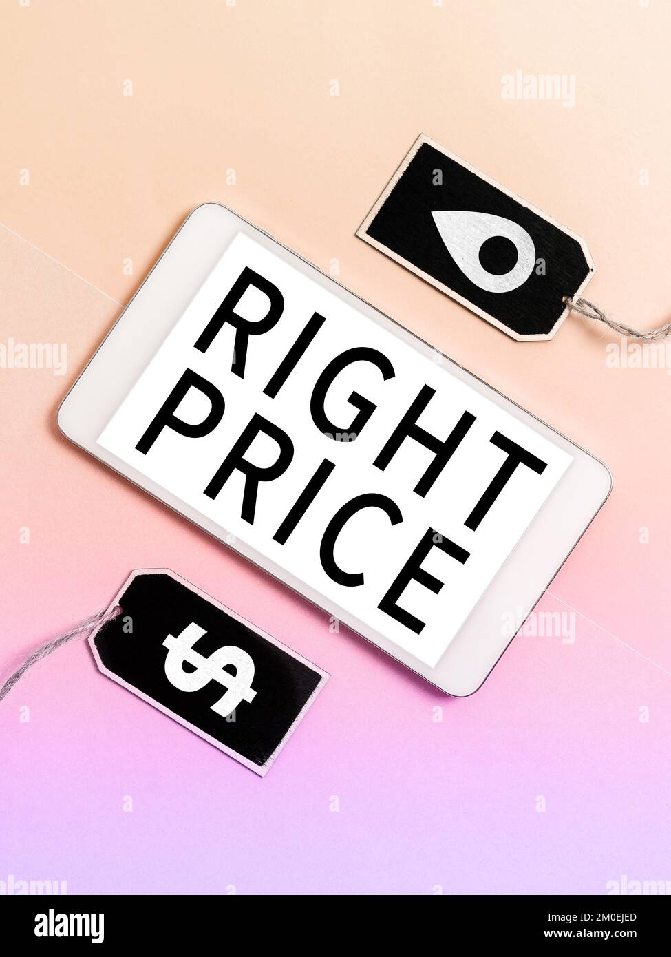 Text sign showing Right Price. Word for the amount of money that it is ...