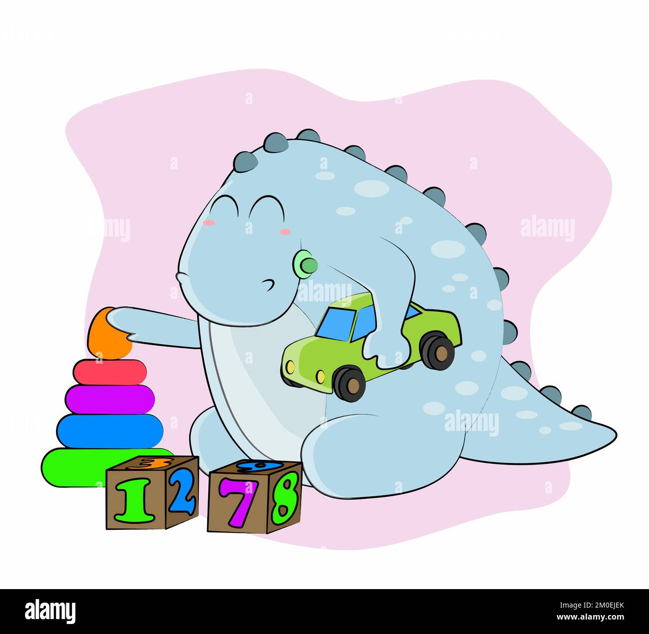 little dinosaur playing with toys in vector Stock Vector Image & Art ...