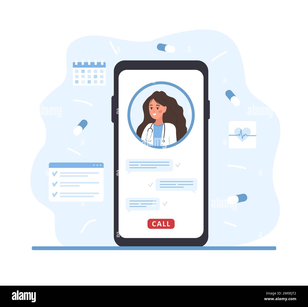 Online doctor. Woman therapist on smartphone with video call. Virtual ...