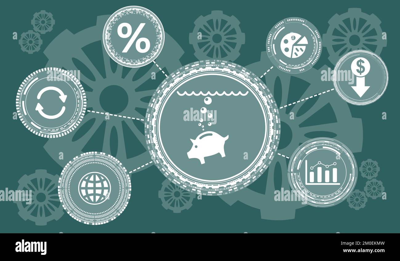 Concept of inflation with connected icons Stock Photo - Alamy
