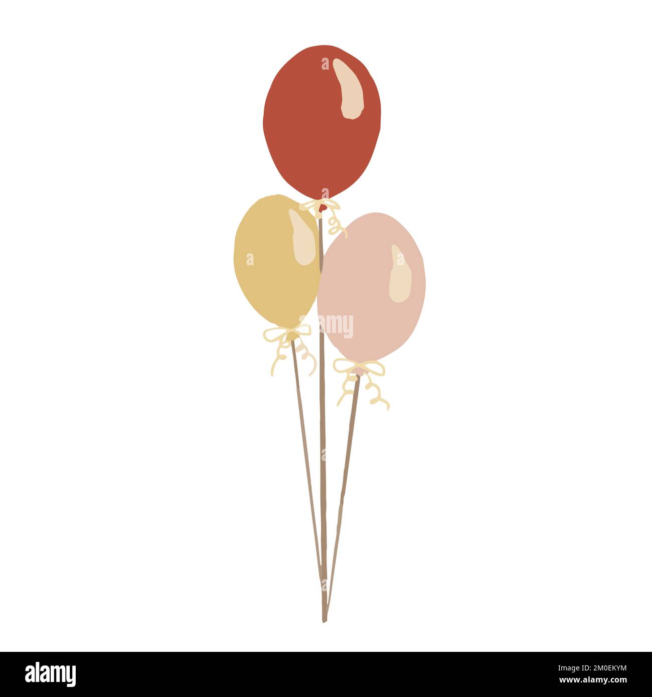 Hand drawn cute isolated clip art illustration of helium balloons Stock ...