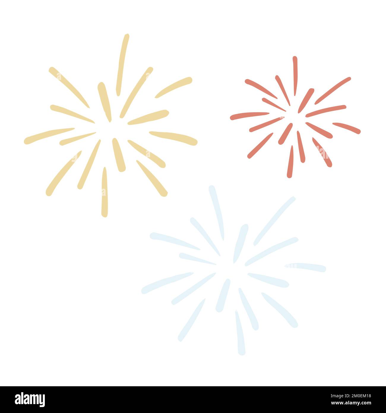 Hand drawn cute isolated clip art illustration of fireworks Stock ...