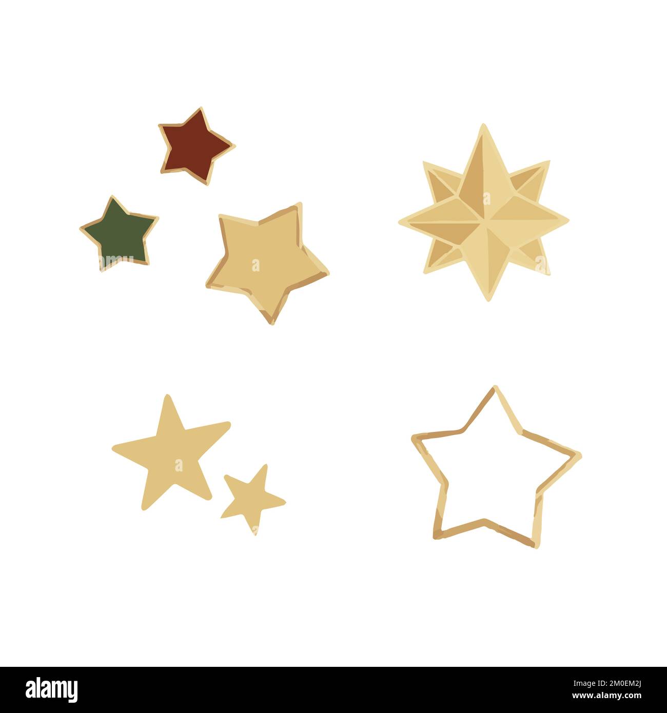 Hand drawn cute isolated clip art illustration of Christmas stars Stock ...