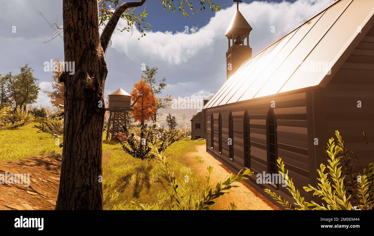 3D rendering. Outdoor architecture with natural environment Stock Photo ...