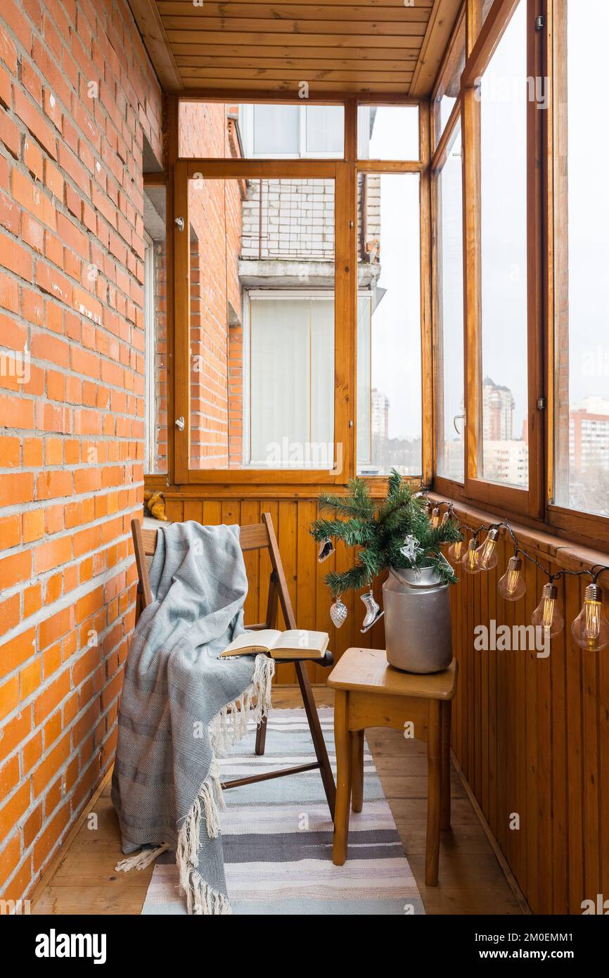 Photo of a cozy apartment with New Year decor Stock Photo - Alamy