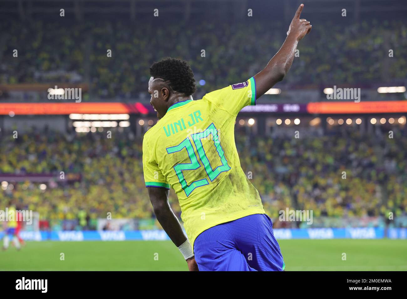Vinicius Junior of Brazil celebrates his goal 1-0 during the FIFA World ...