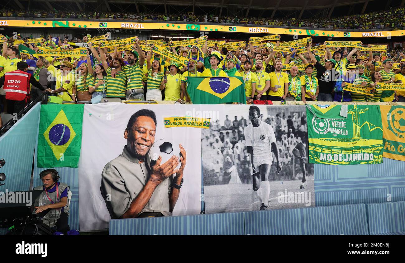 Banner to Pele during the FIFA World Cup 2022, Round of 16 football ...
