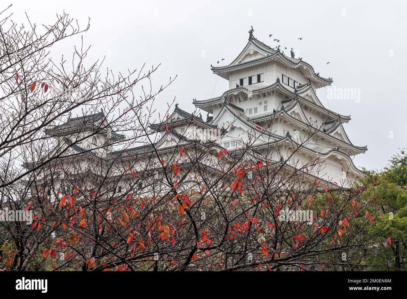 Himeji, Japan. The main keep (tenshu) of the White Egret or Heron ...