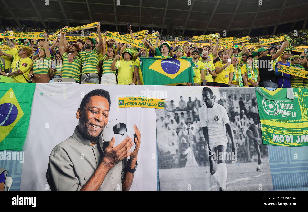 Banner to Pele during the FIFA World Cup 2022, Round of 16 football ...