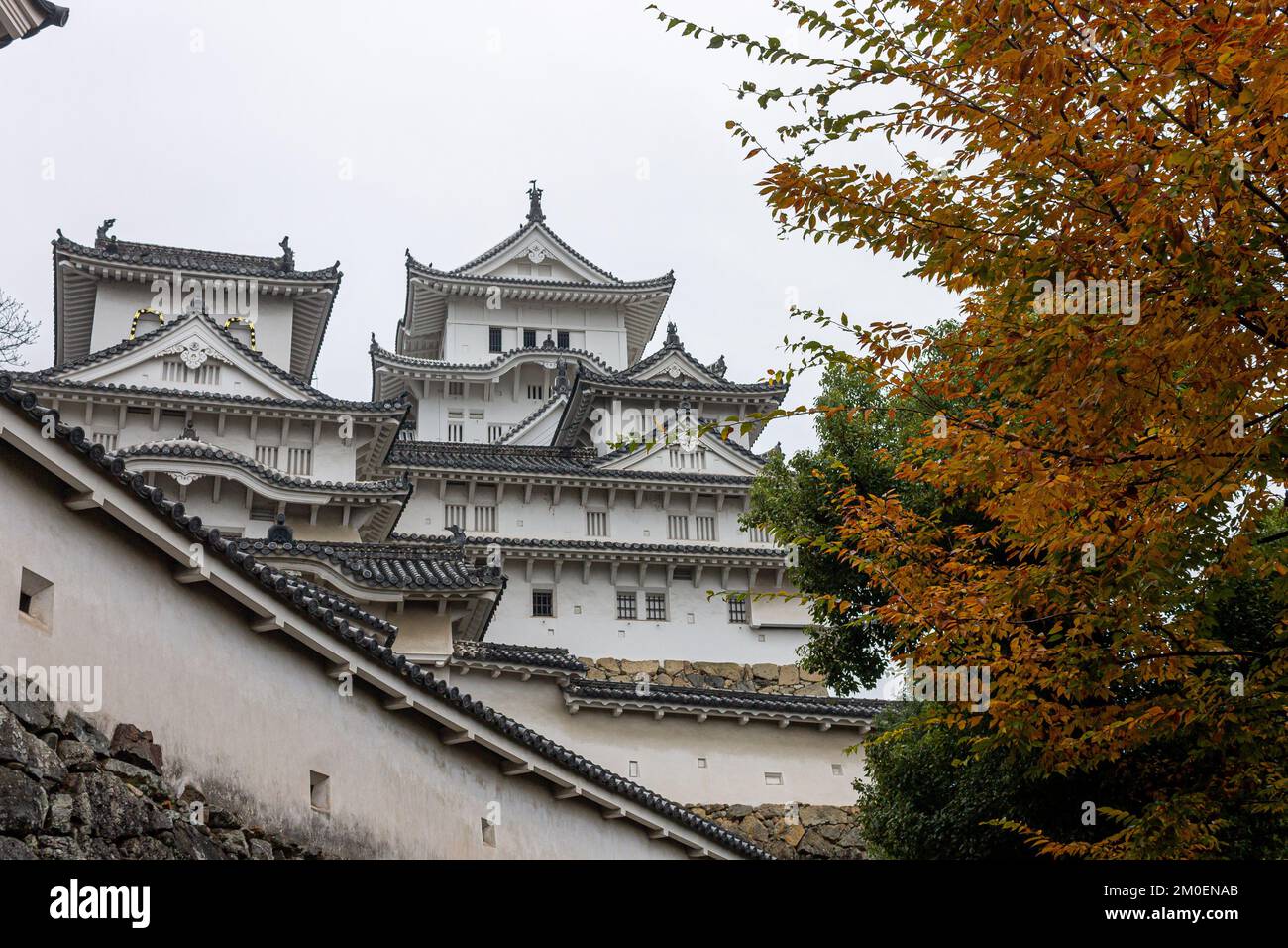Himeji, Japan. The main keep (tenshu) of the White Egret or Heron ...