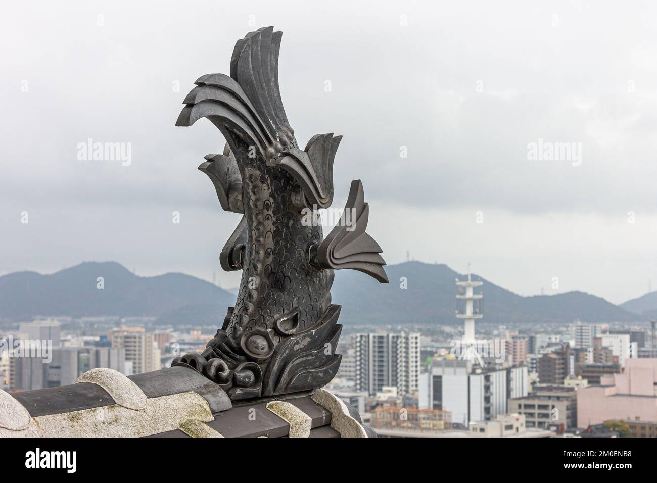 Himeji, Japan. A mythical tiger-headed fish called shachi in the ...