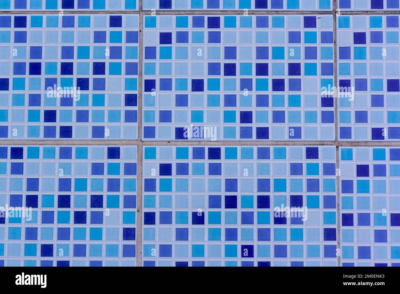 Ceramic tiles on bottom of pool in blue colors. Horizontal image Stock ...