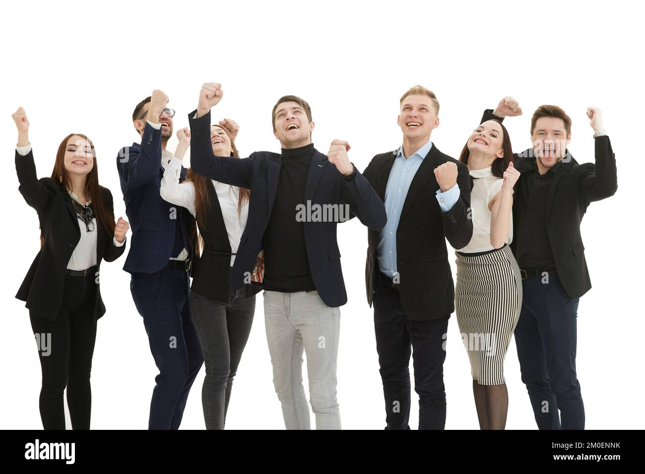 team of young business people celebrating together Stock Photo - Alamy