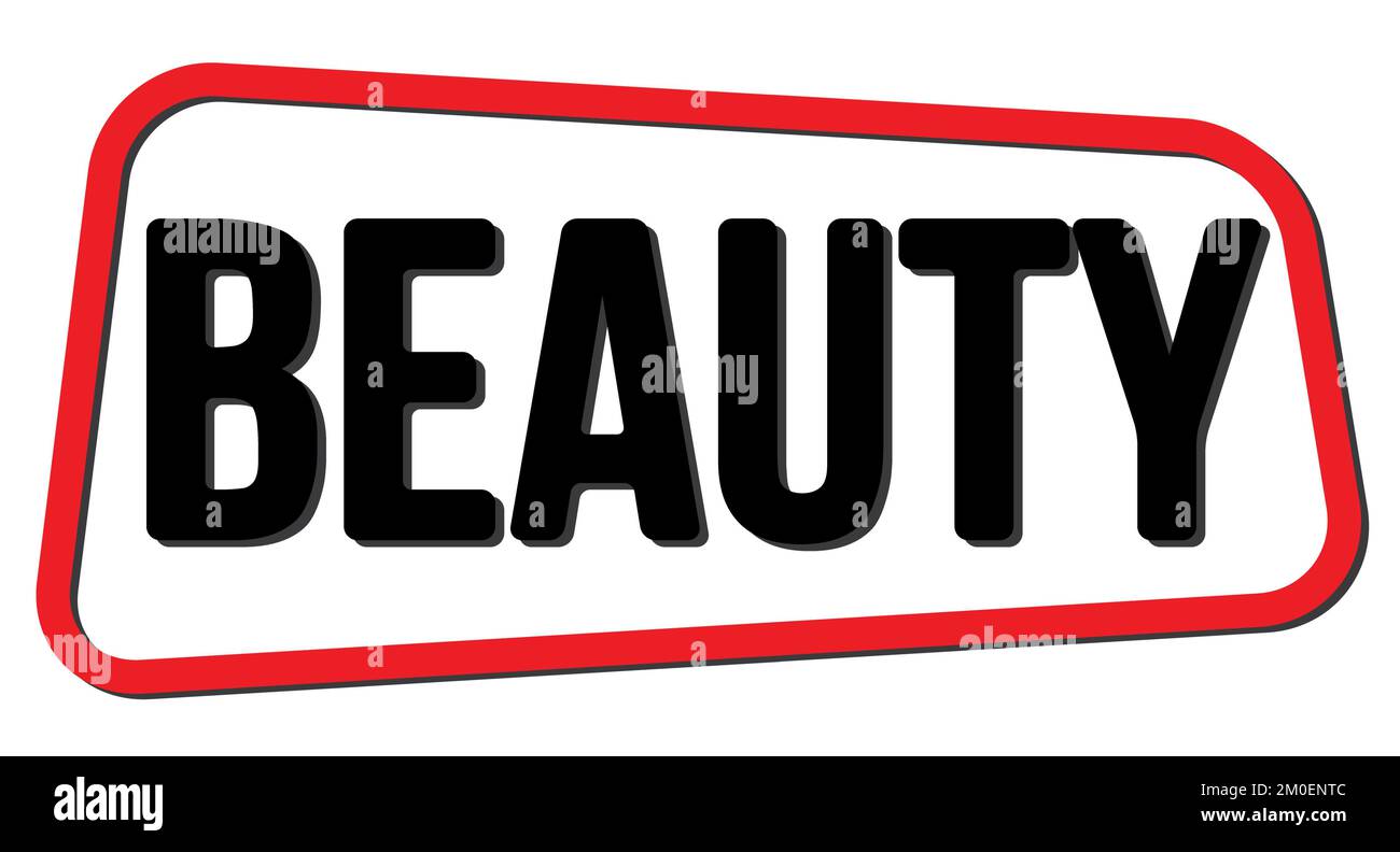 BEAUTY text written on red-black trapeze stamp sign Stock Photo - Alamy
