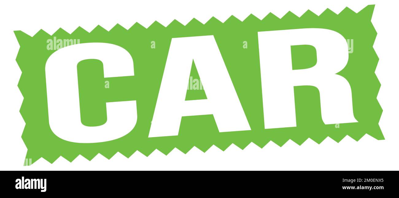 CAR text written on green zig-zag stamp sign Stock Photo - Alamy