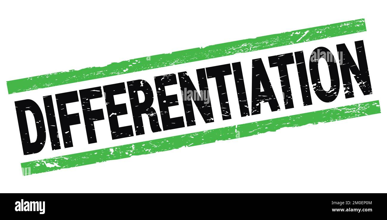 DIFFERENTIATION text written on black-green rectangle stamp sign Stock ...