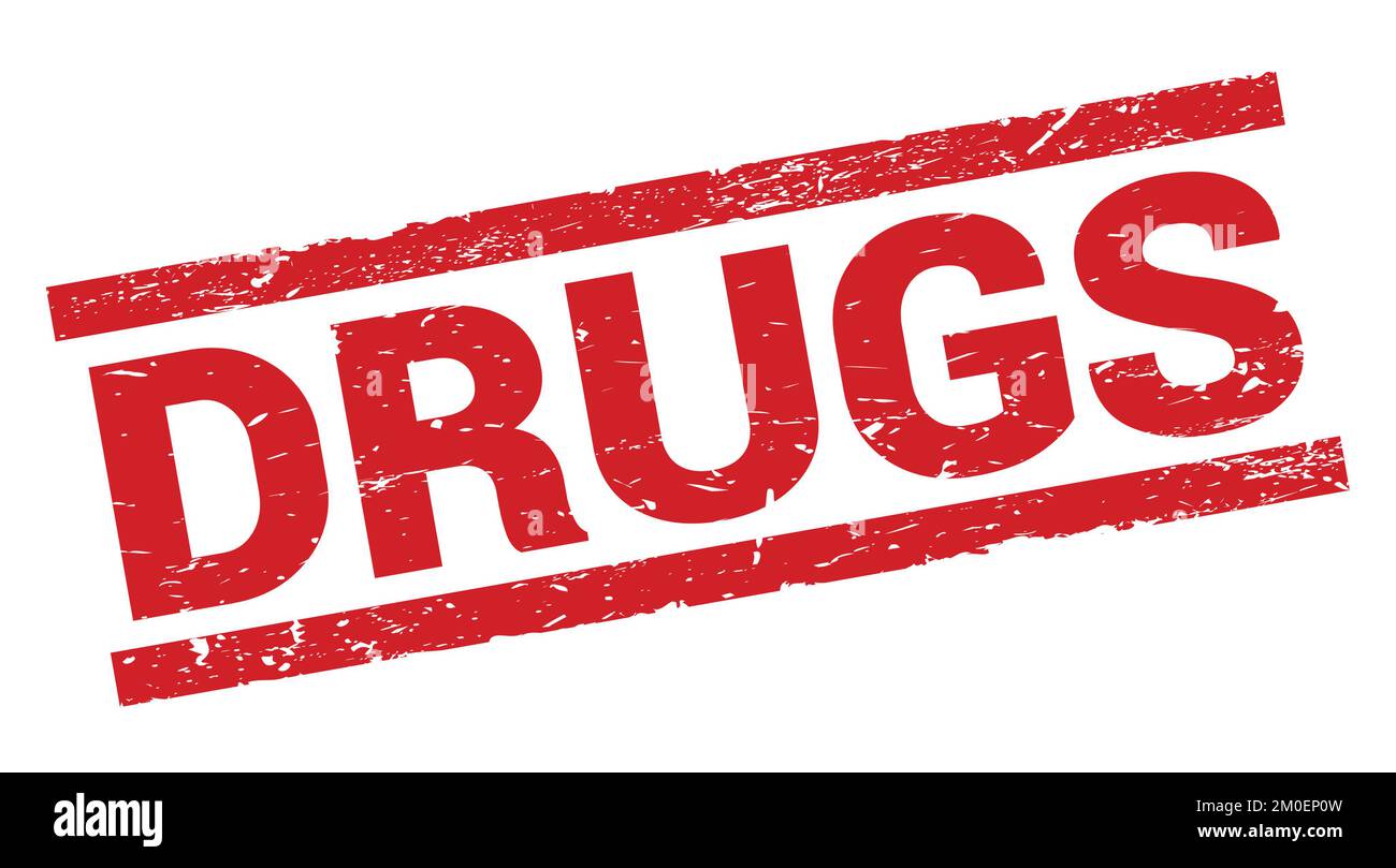 DRUGS text written on red rectangle stamp sign Stock Photo - Alamy