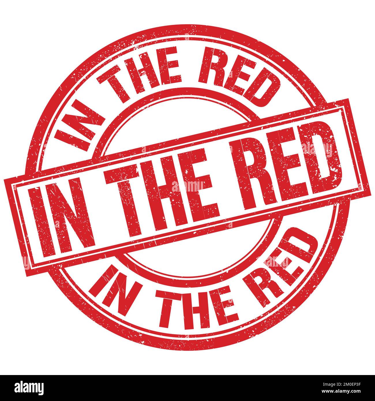 IN THE RED text written word on red round stamp sign Stock Photo - Alamy