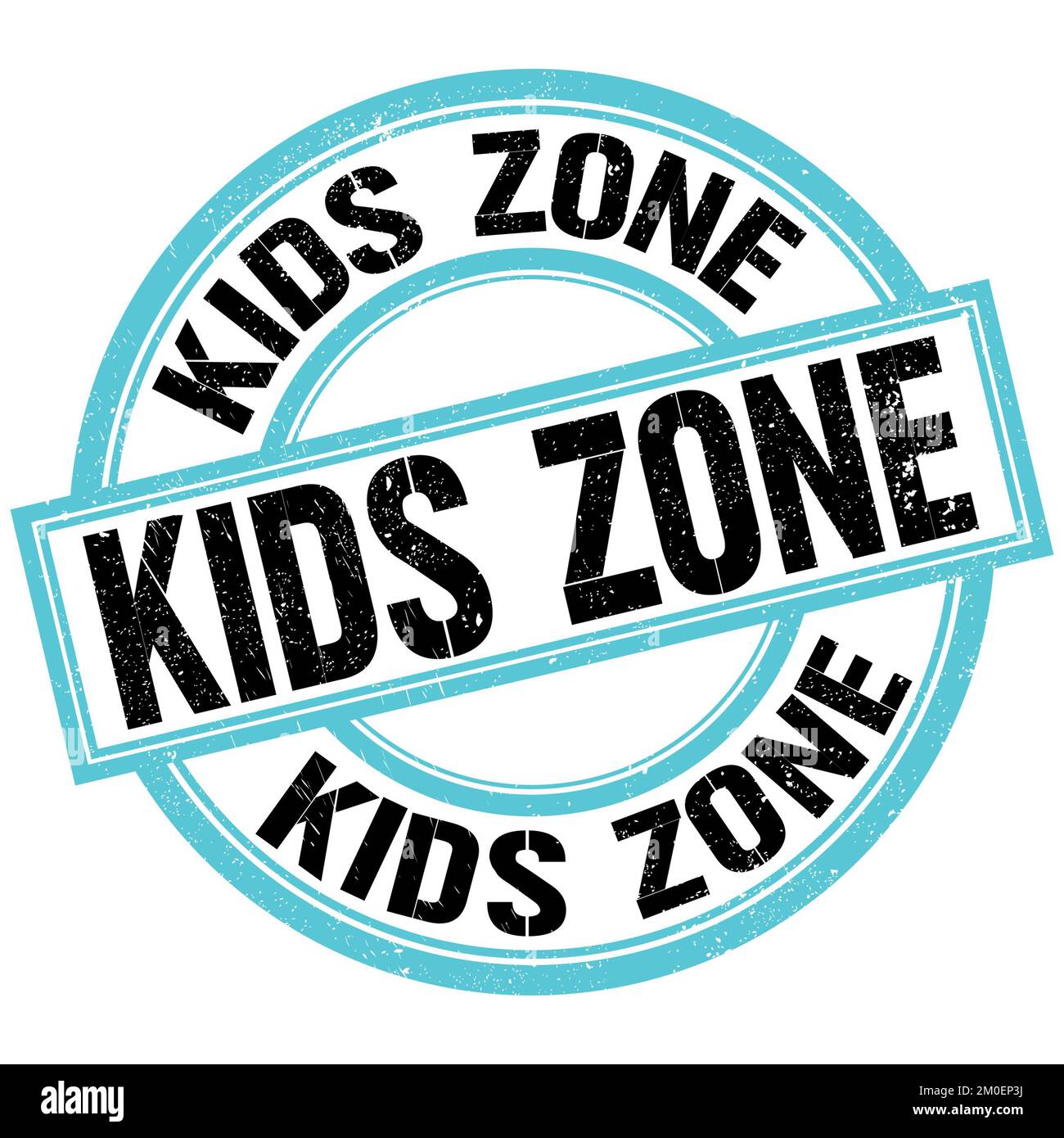 KIDS ZONE text written on blue-black round stamp sign Stock Photo - Alamy