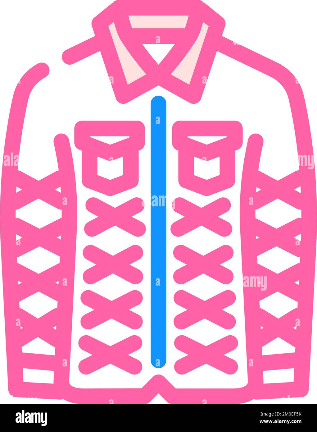 Quilted Jacket Outerwear Female Color Icon Vector Illustration Stock