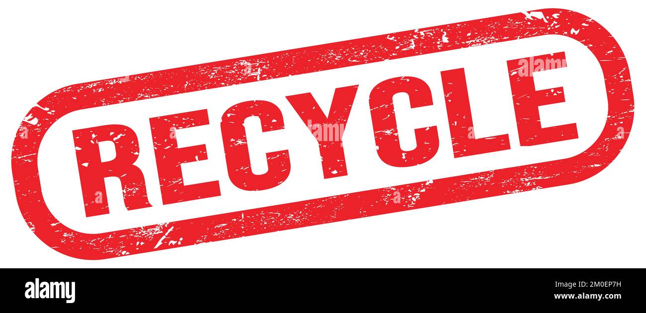 RECYCLE, text on red rectangle stamp sign Stock Photo - Alamy