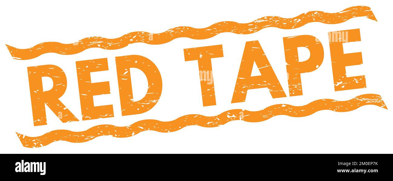 RED TAPE text written on orange lines stamp sign Stock Photo - Alamy