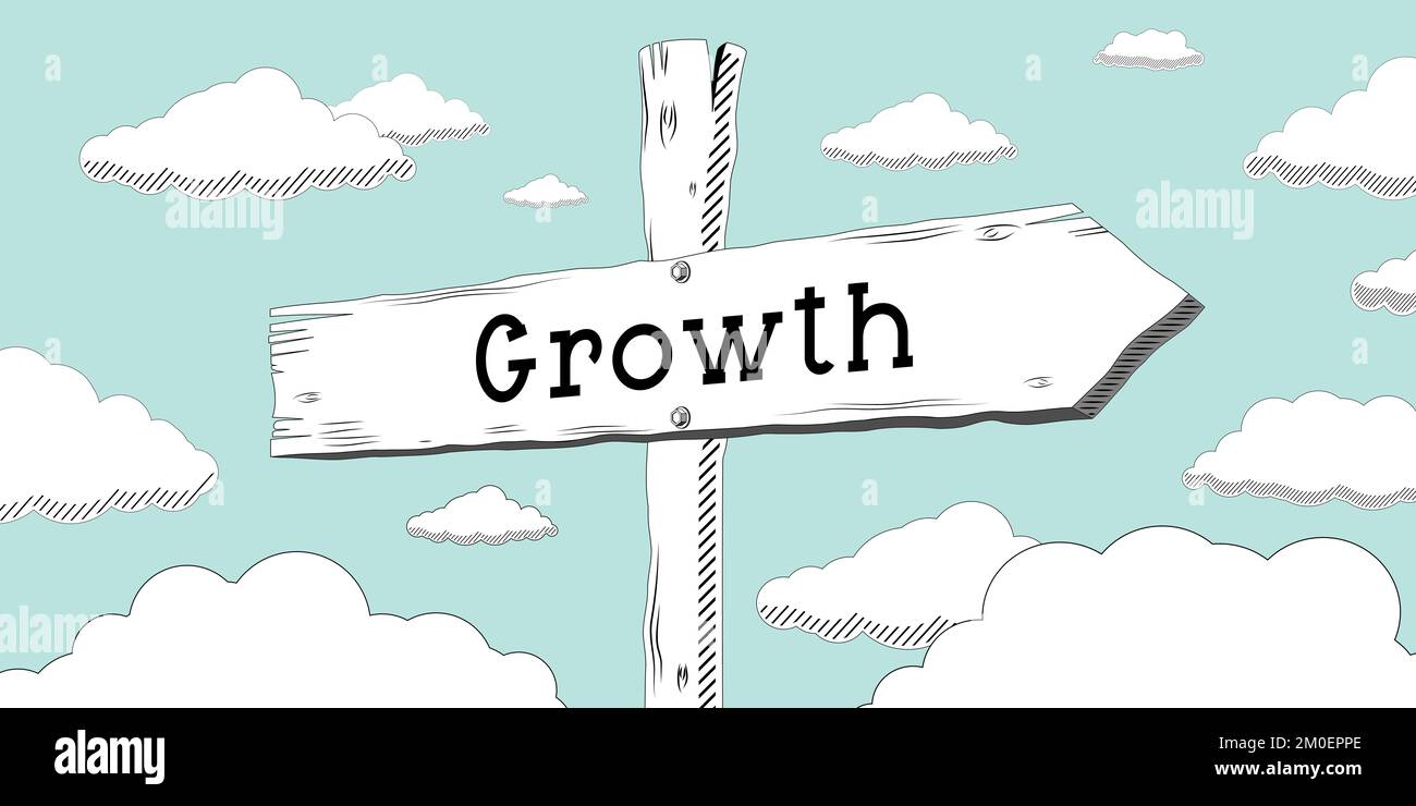 Growth - outline signpost with one arrow Stock Photo - Alamy