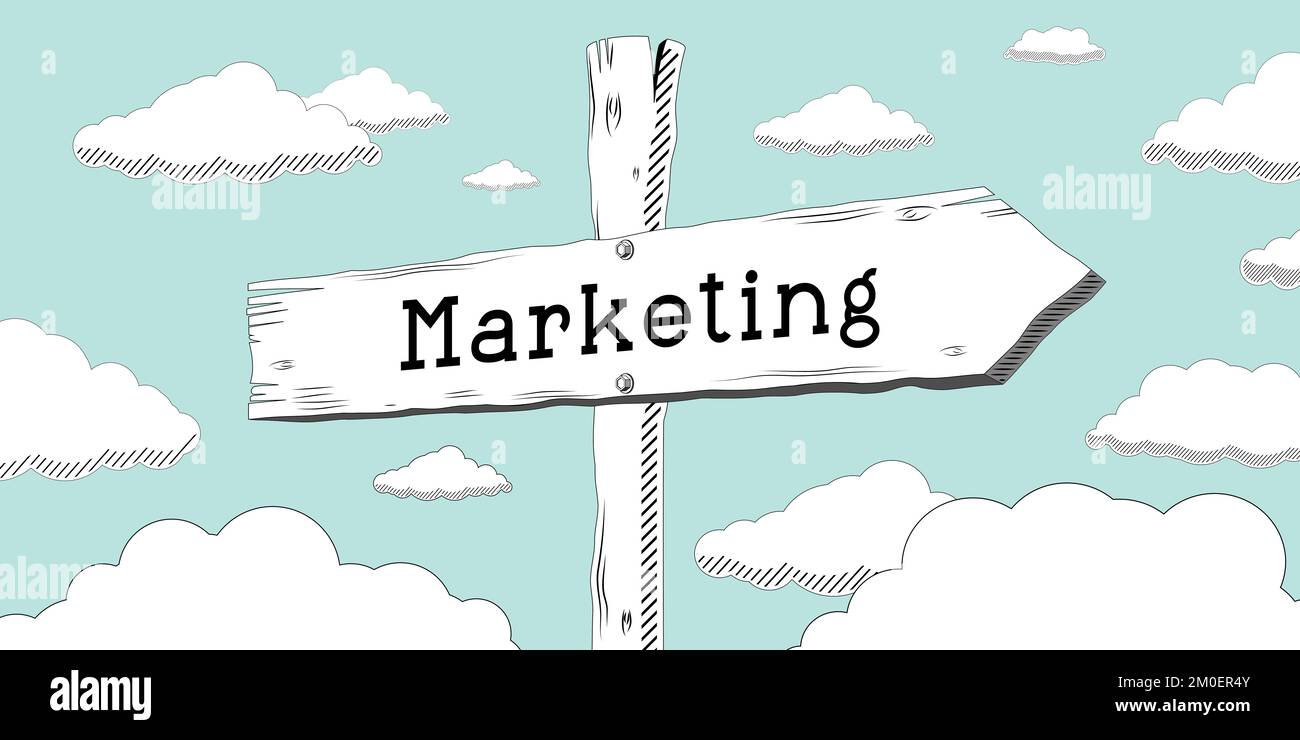 Marketing - outline signpost with one arrow Stock Photo - Alamy