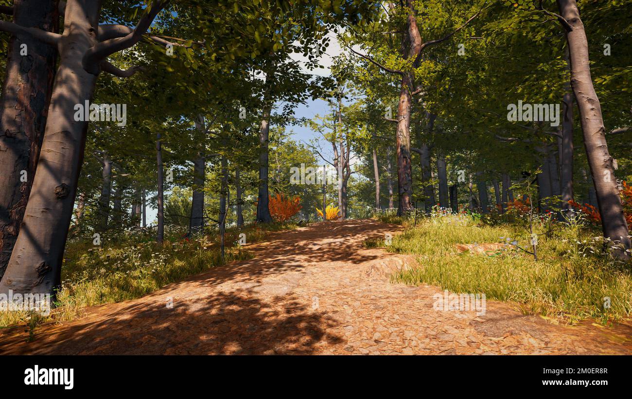 3D rendering. An immersive natural environment. Landscape to illustrate ...