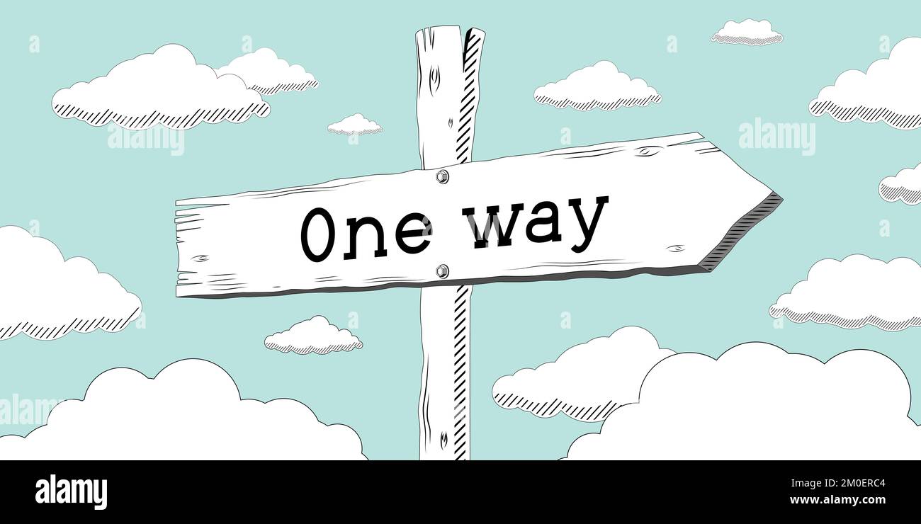 One way - outline signpost with one arrow Stock Photo - Alamy