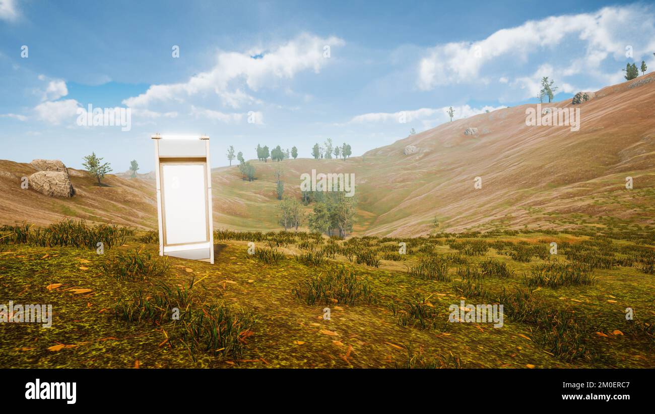 3D rendering. Outside mockup with natural environment, advertising in ...