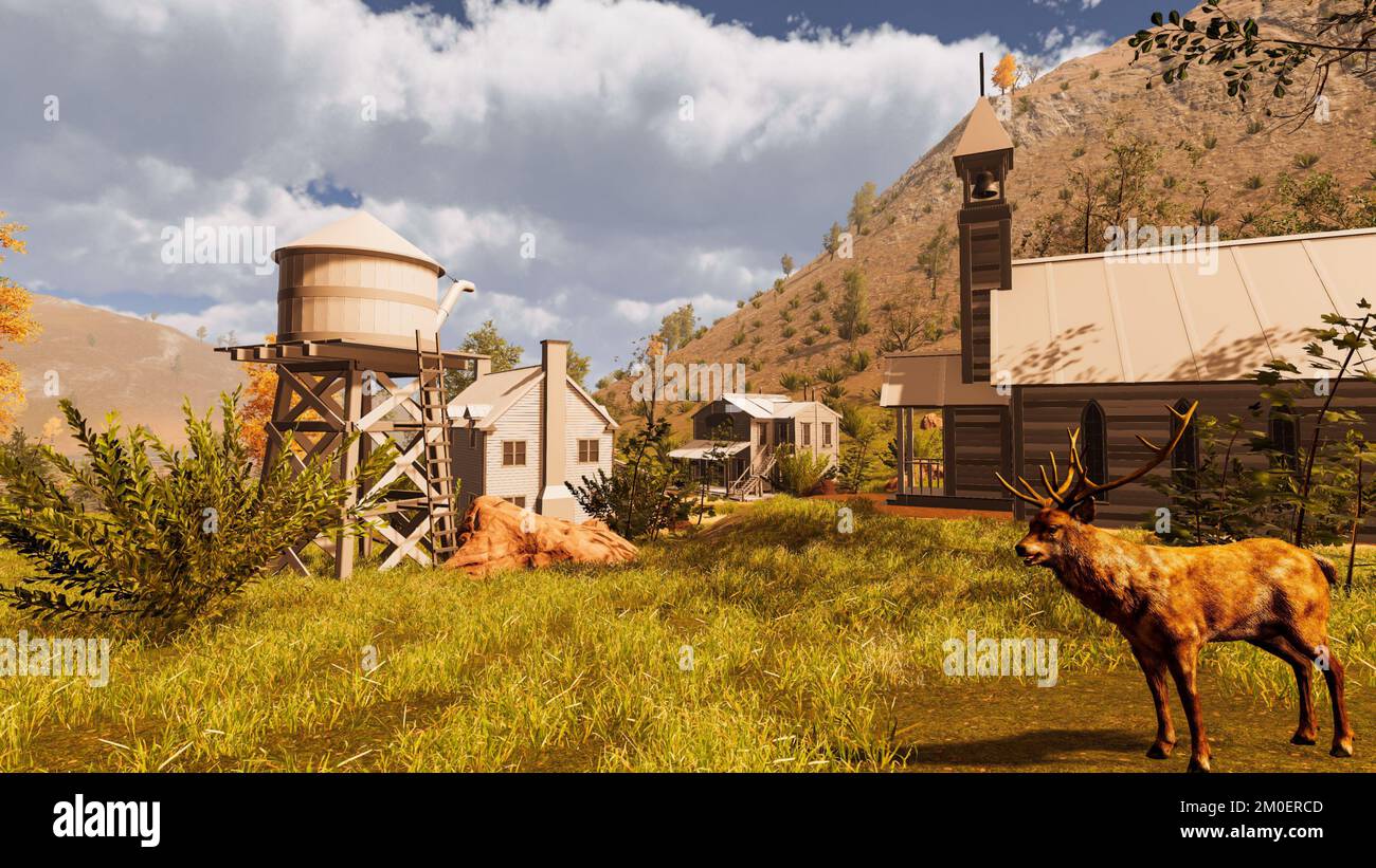 3D rendering. Outdoor architecture with natural environment Stock Photo ...